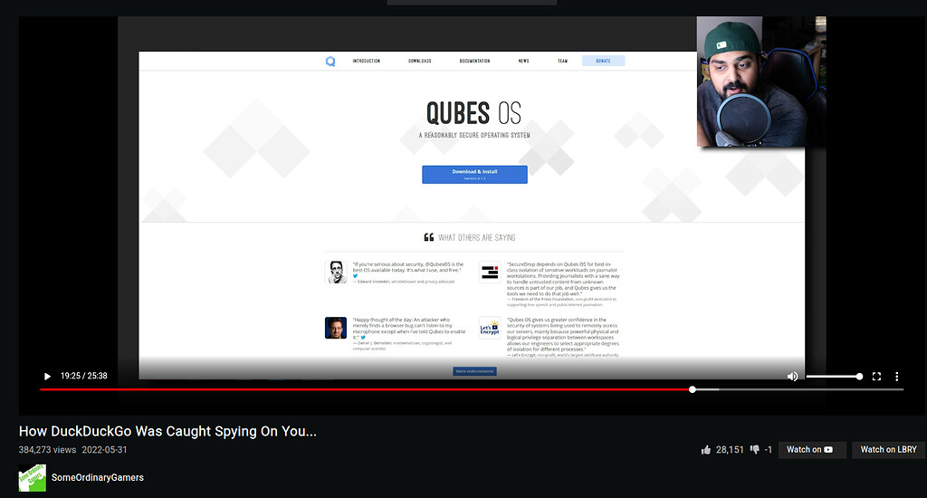 Large Youtube Channel Mentions Qubes OS (SomeOrdinaryGamers) - General ...
