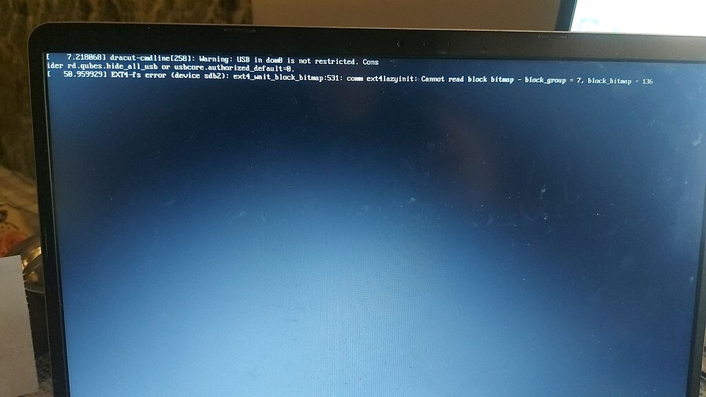 EXT4-fs error, cannot read block bitmap. What should I do? - User Support - Qubes OS Forum