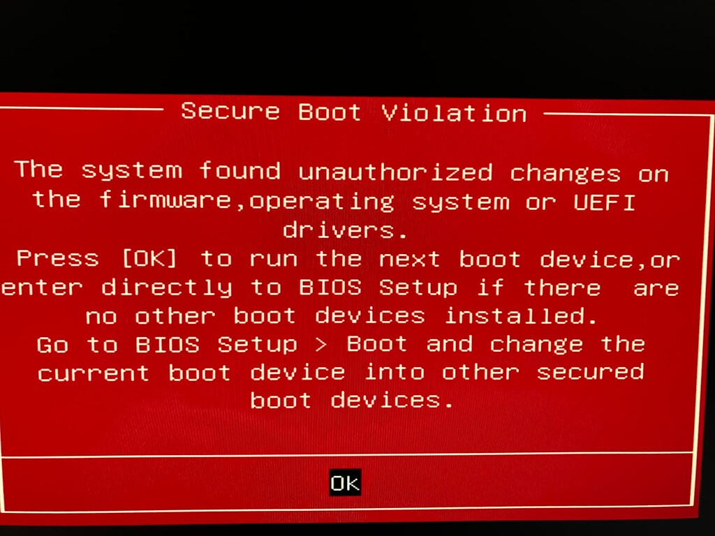 Secure Boot error about unauthorized changes while installing - General ... Secure Boot error about unauthorized changes while installing - General ...