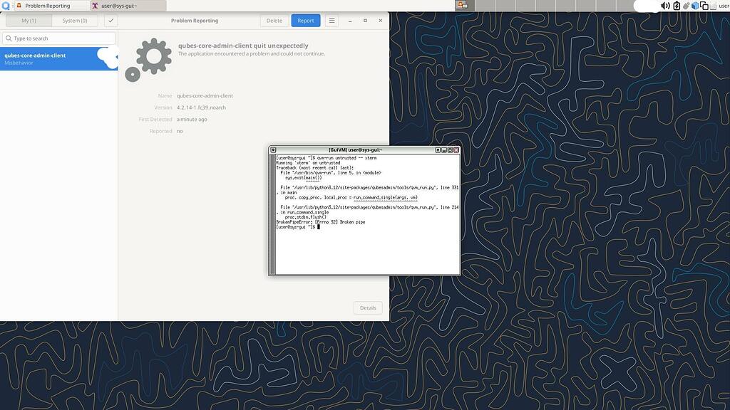 AwesomeWM/sys-gui: qubes-core-admin-client crashing - User Support ... AwesomeWM/sys-gui: qubes-core-admin-client crashing - User Support ...