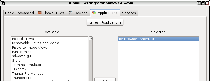 Whonix WS Applications not Showing Up (after restore from backup) - User Support - Qubes OS Forum