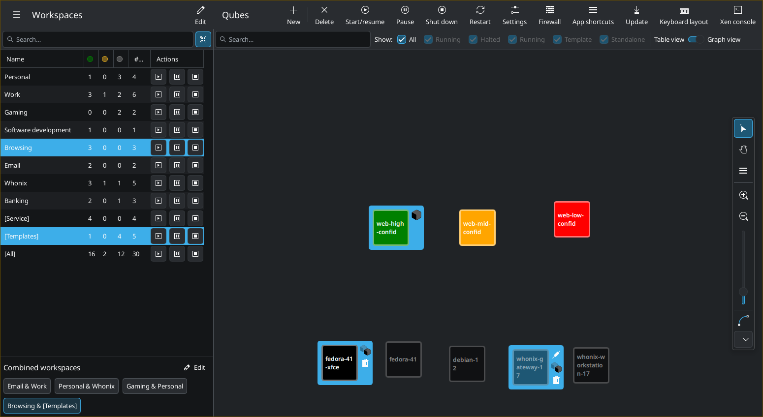 Qube Manager redesign (visual connections between qubes, drag & drop ...